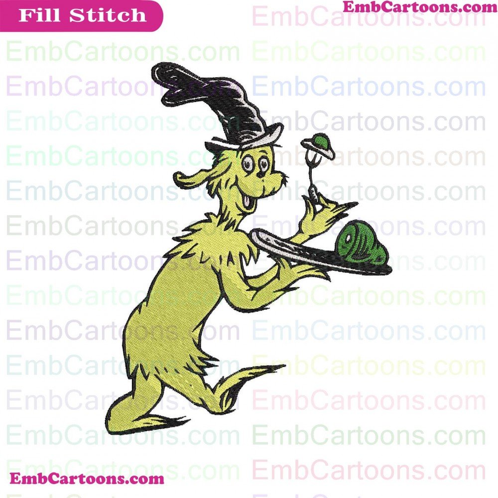 Green Eggs And Ham Waiter Server Dr Seuss The Cat In The Hat Embroidery ...